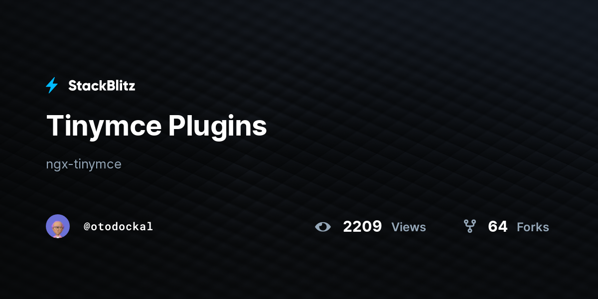 Tinymce Plugins - StackBlitz