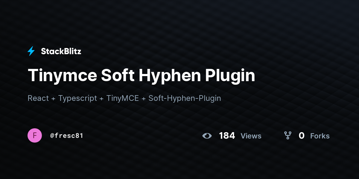 Tinymce Soft Hyphen Plugin - StackBlitz