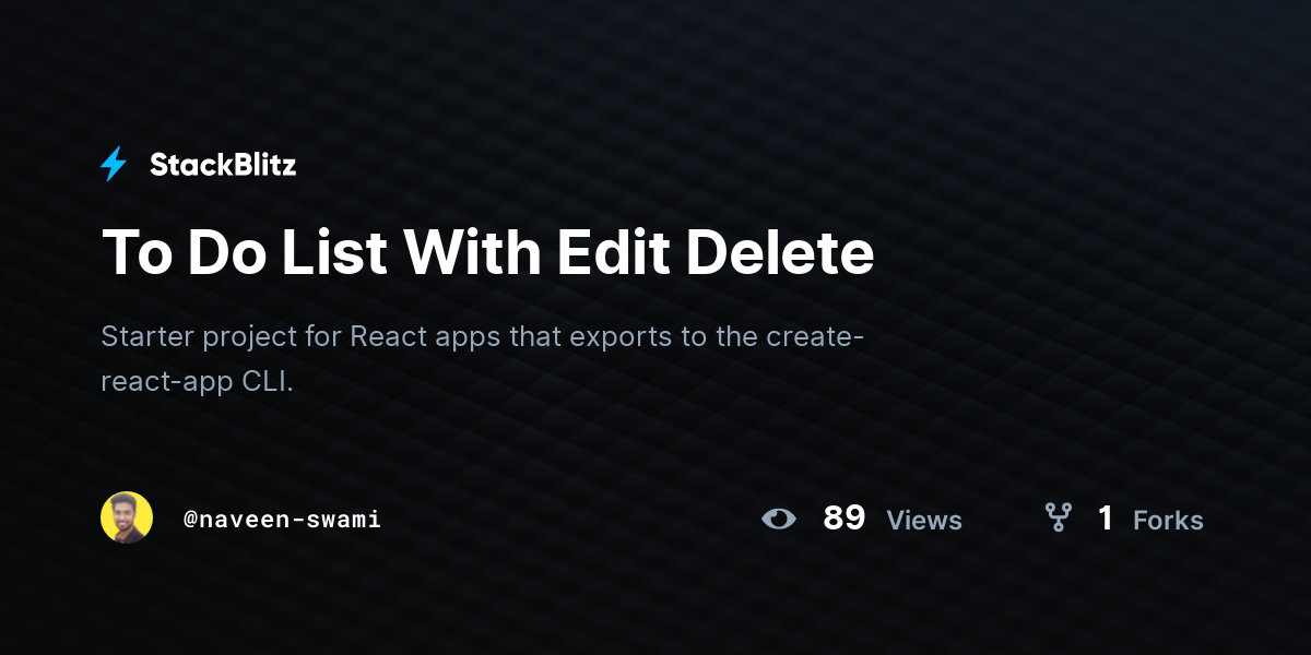 To Do List With Edit Delete - StackBlitz
