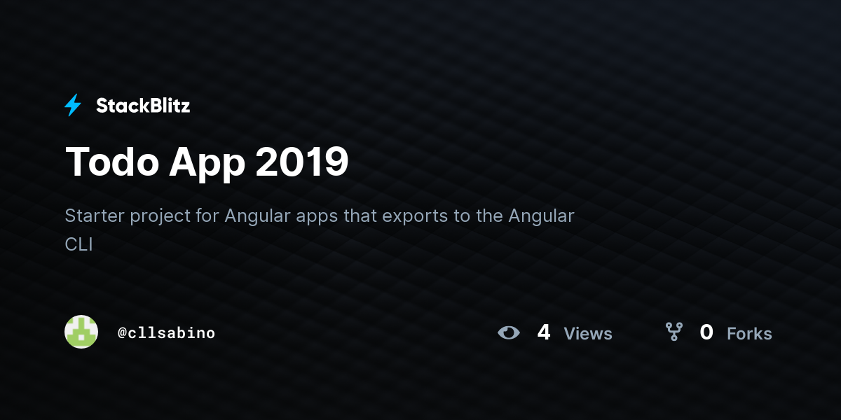 Todo App 2019 - StackBlitz