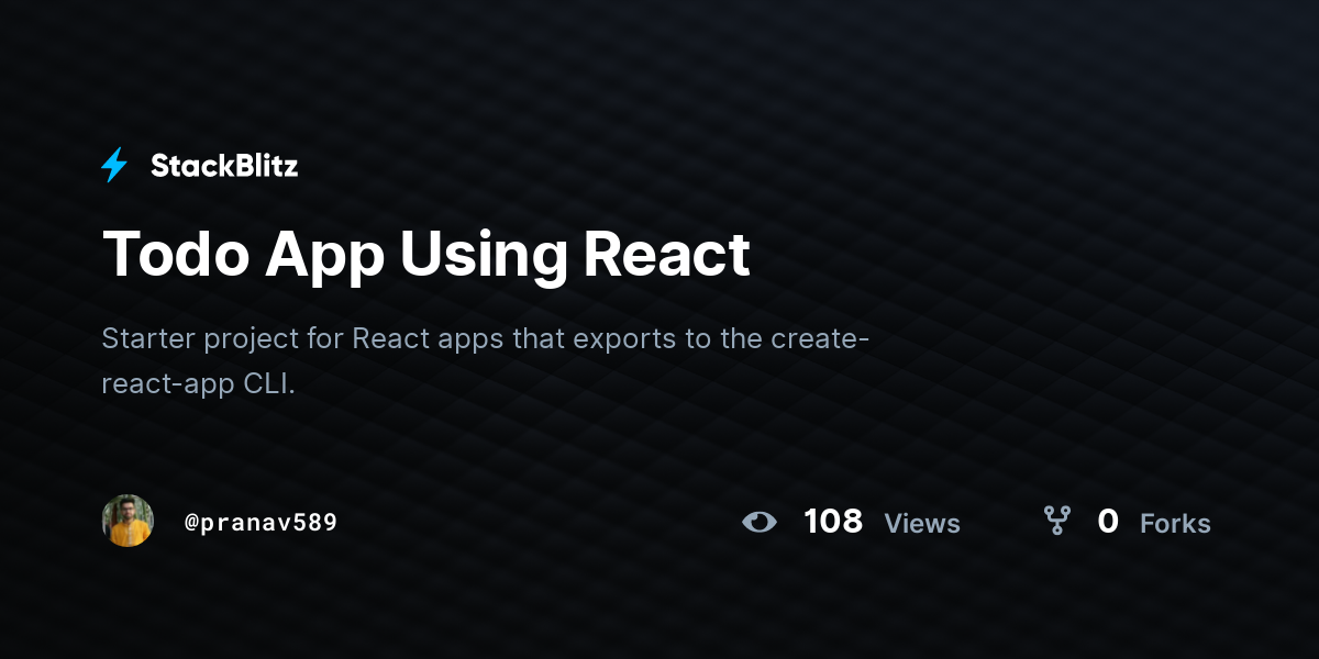 Todo App Using React - StackBlitz Todo App Using React - StackBlitz