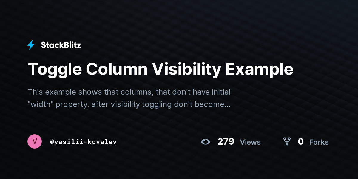 Toggle Column Visibility Example - StackBlitz Toggle Column Visibility Example - StackBlitz