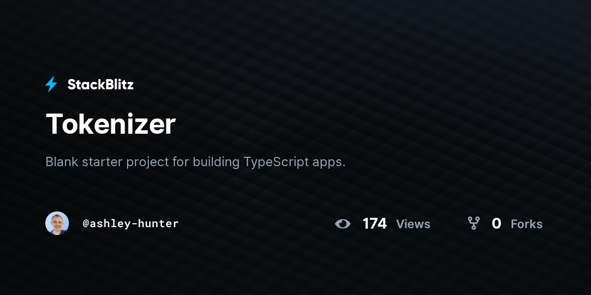 Tokenizer - StackBlitz