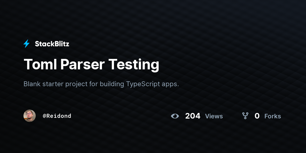 Toml Parser Testing - StackBlitz