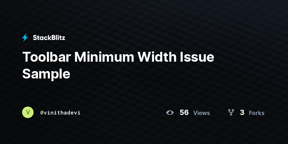 Toolbar Minimum Width Issue Sample - StackBlitz Toolbar Minimum Width Issue Sample - StackBlitz