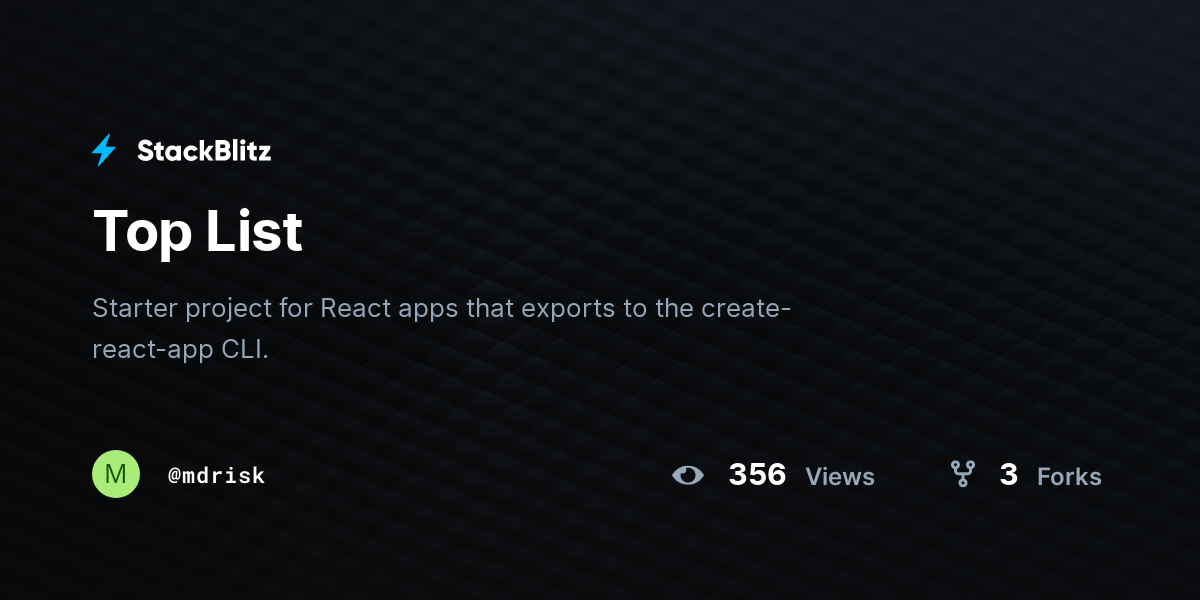 Top List - StackBlitz