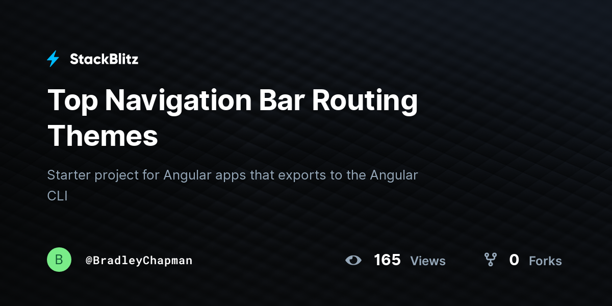 Top Navigation Bar Routing Themes - StackBlitz