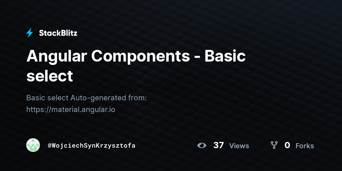 Angular Components - Basic select - StackBlitz