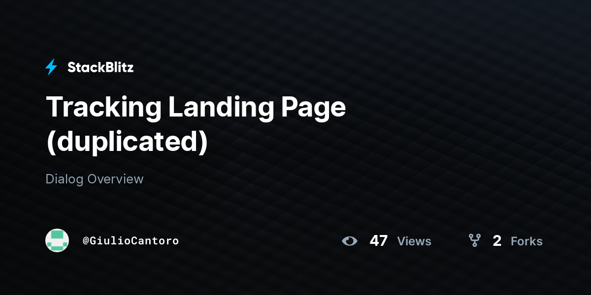 Tracking Landing Page (duplicated) - StackBlitz