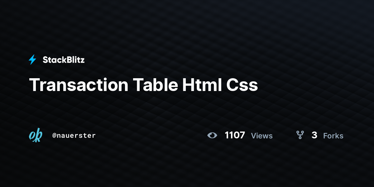 Transaction Table Html Css - StackBlitz Transaction Table Html Css - StackBlitz
