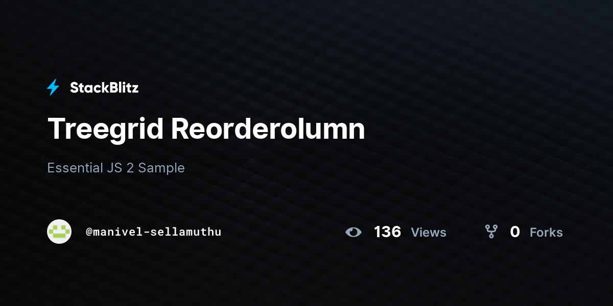 Treegrid Reorderolumn - StackBlitz