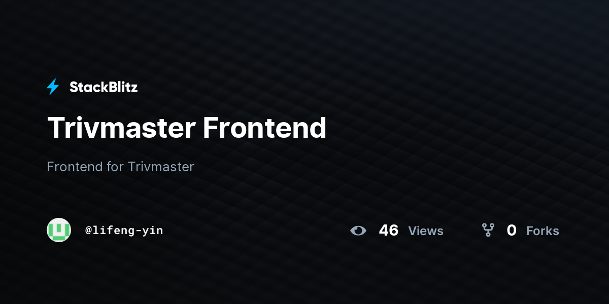 Trivmaster Frontend - StackBlitz