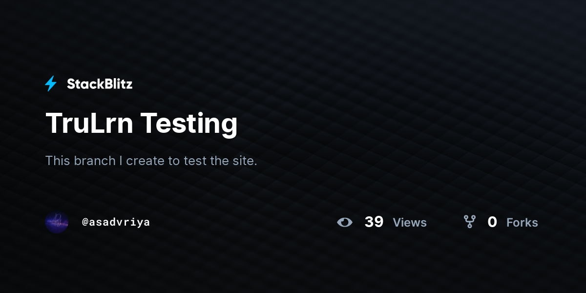 TruLrn Testing - StackBlitz TruLrn Testing - StackBlitz