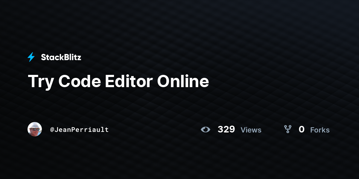 Try Code Editor Online - StackBlitz