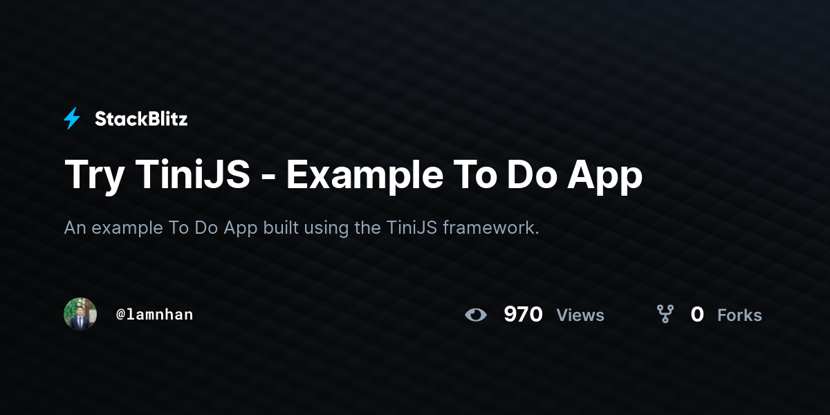 Try TiniJS - Example To Do App - StackBlitz