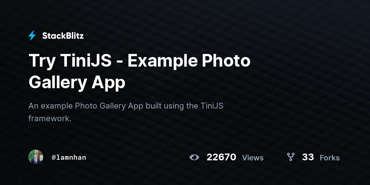 Try TiniJS - Example Photo Gallery App - StackBlitz