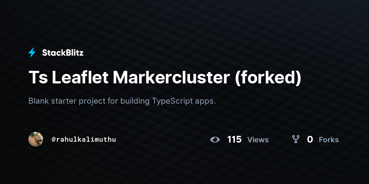 Ts Leaflet Markercluster (forked) - StackBlitz Ts Leaflet Markercluster (forked) - StackBlitz