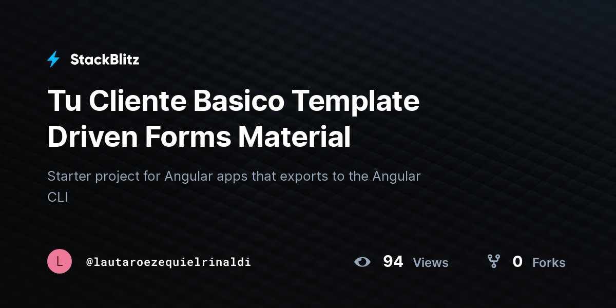 Tu Cliente Basico Template Driven Forms Material - StackBlitz