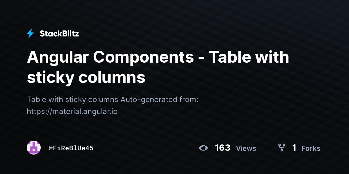 Angular Components - Table with sticky columns - StackBlitz