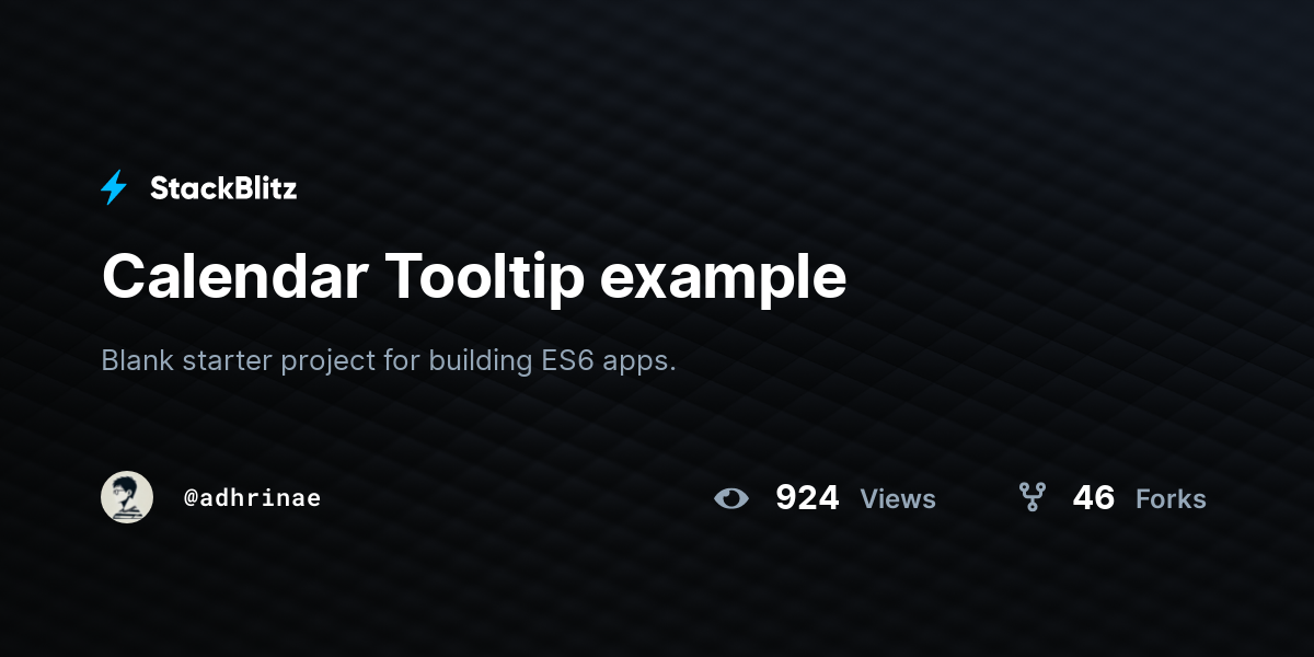 Calendar Tooltip example - StackBlitz