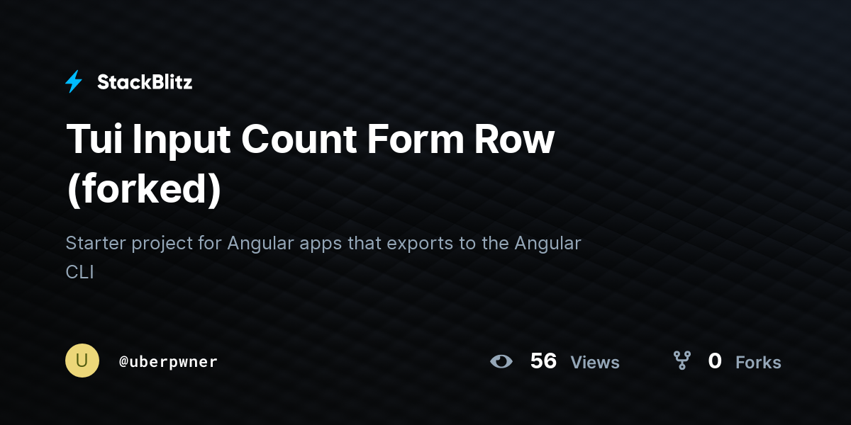 Tui Input Count Form Row (forked) - StackBlitz Tui Input Count Form Row (forked) - StackBlitz
