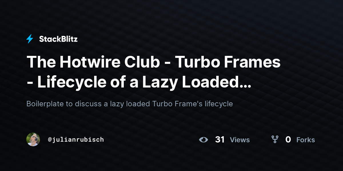 The Hotwire Club - Turbo Frames - Lifecycle of a Lazy Loaded Frame - StackBlitz