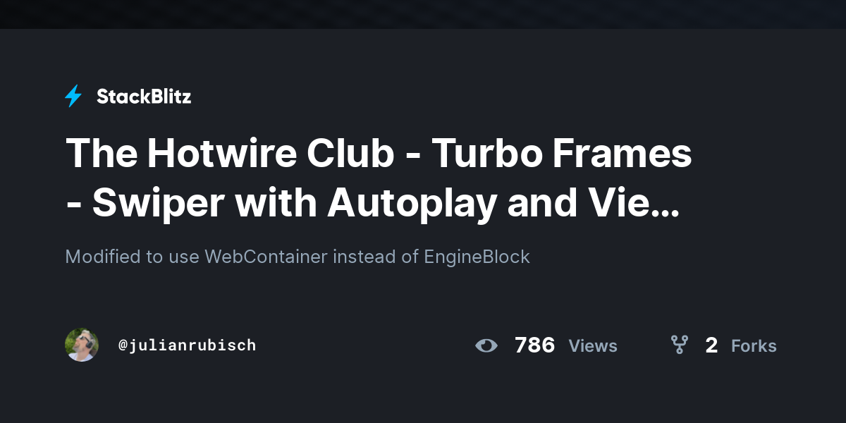 The Hotwire Club - Turbo Frames - Swiper with Autoplay and View ... The Hotwire Club - Turbo Frames - Swiper with Autoplay and View ...
