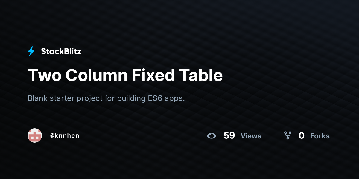 Two Column Fixed Table Stackblitz