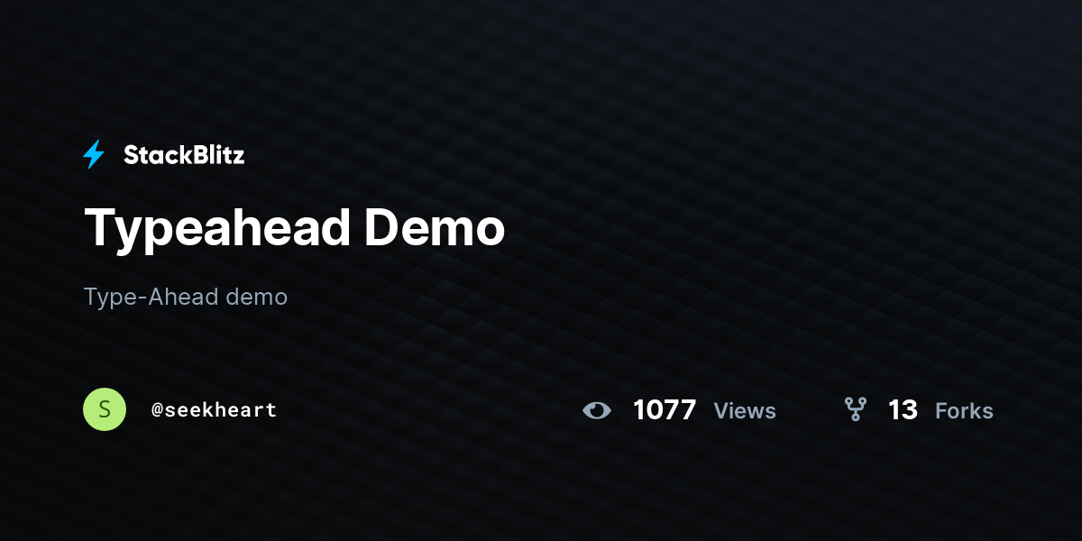 Typeahead Demo - StackBlitz