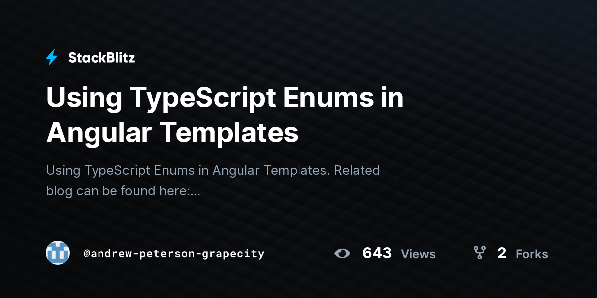 Using TypeScript Enums in Angular Templates - StackBlitz