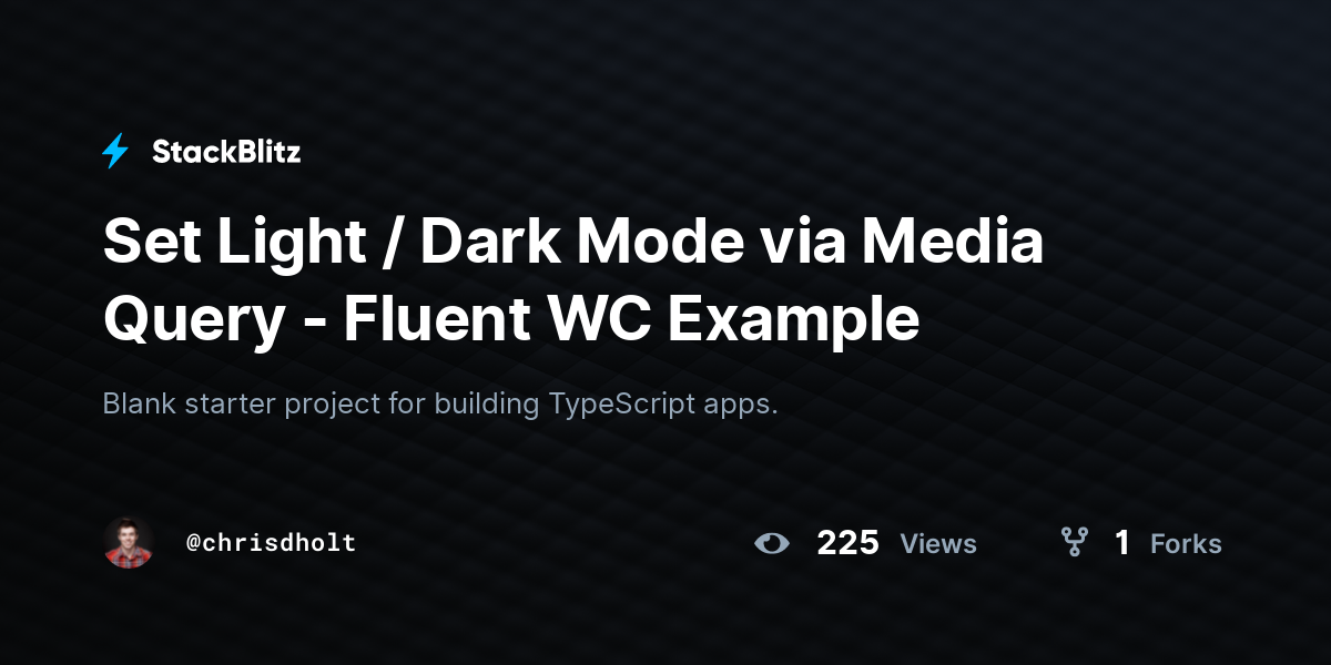 Set Light / Dark Mode via Media Query - Fluent WC Example - StackBlitz