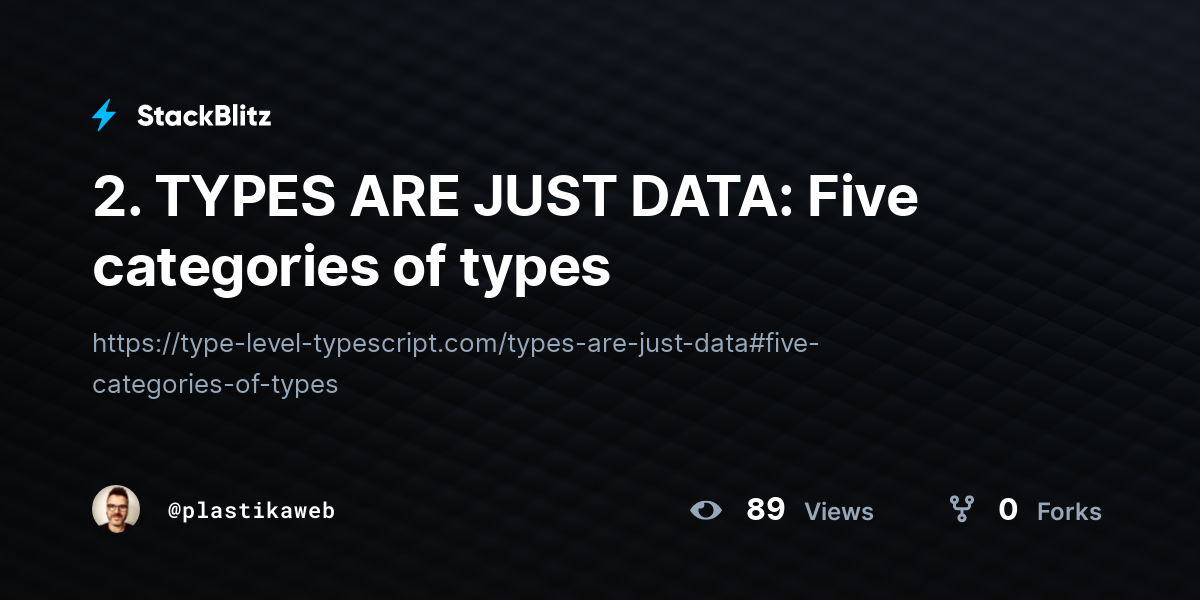 2. TYPES ARE JUST DATA: Five categories of types - StackBlitz