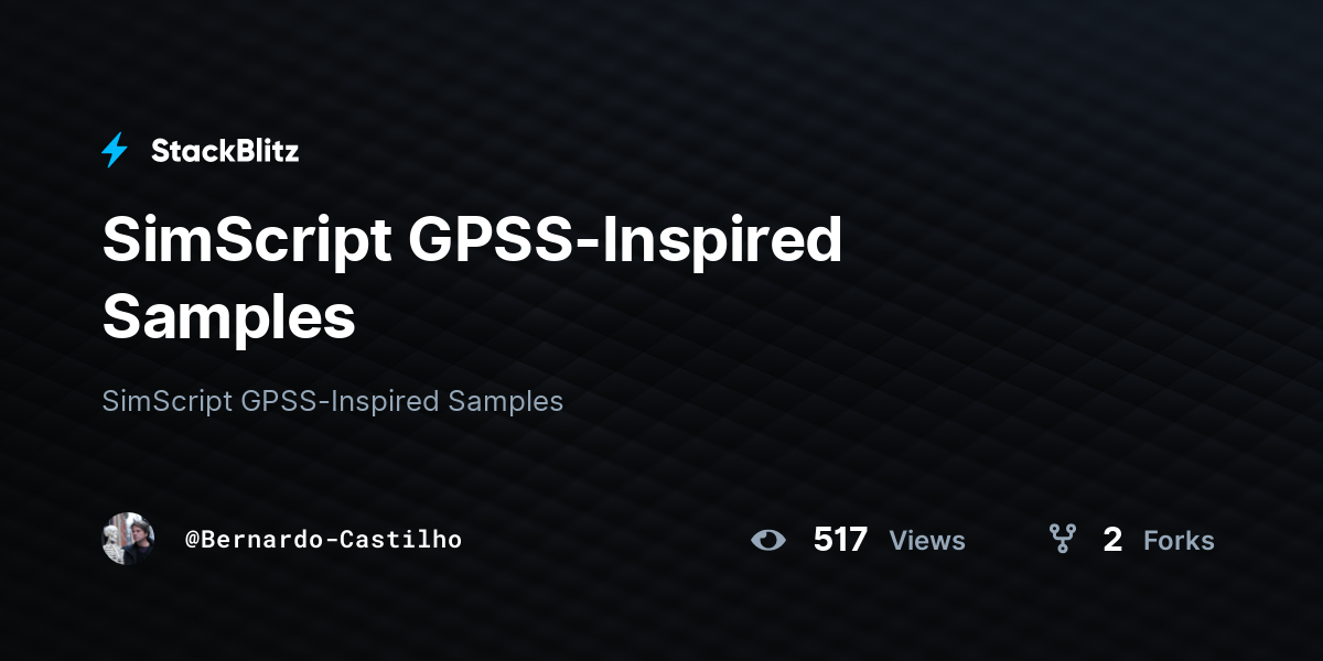 SimScript GPSS-Inspired Samples - StackBlitz