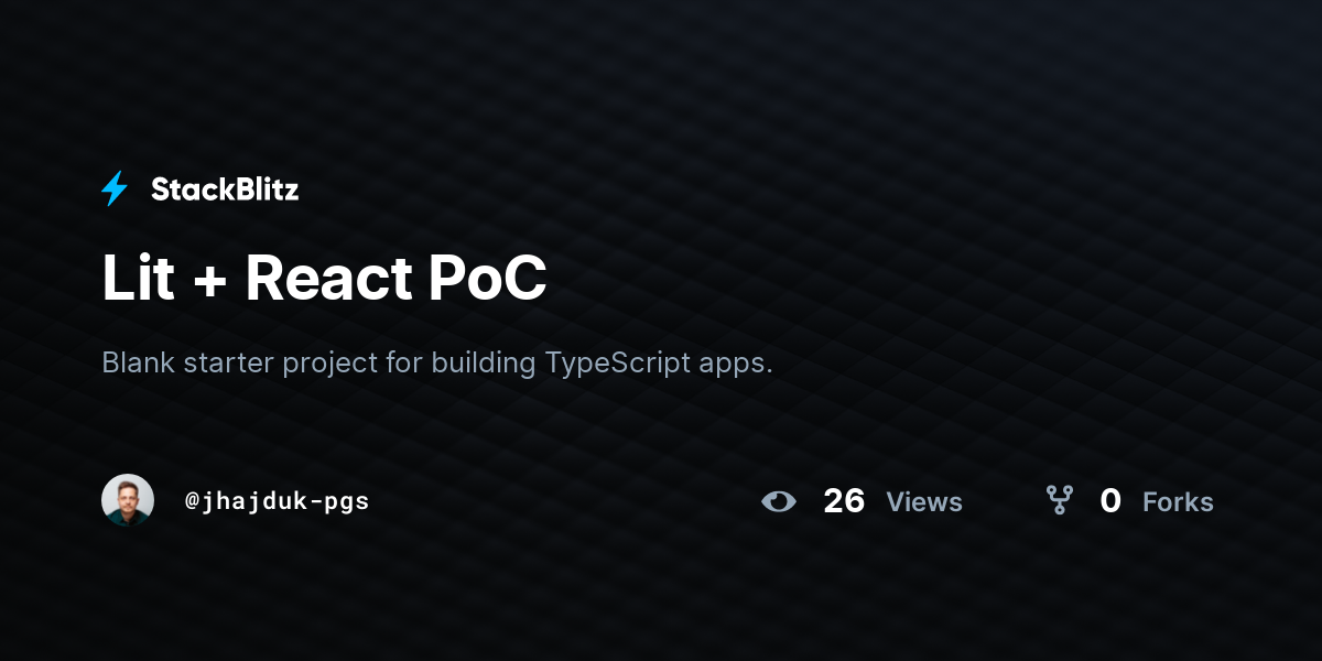 Lit + React PoC - StackBlitz
