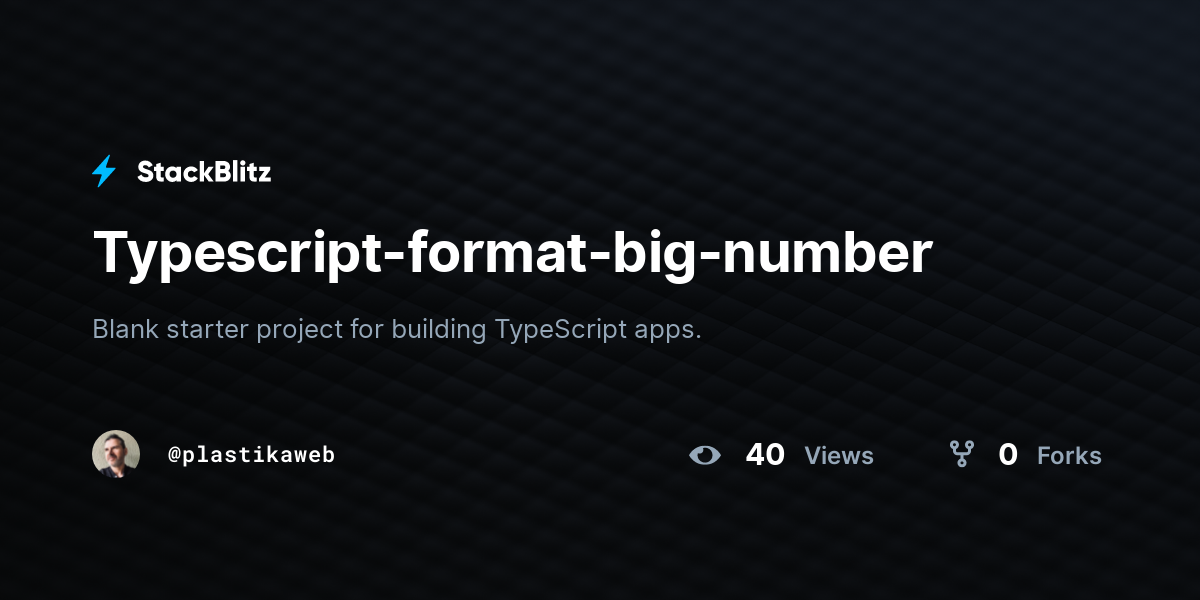 Typescript format big number StackBlitz