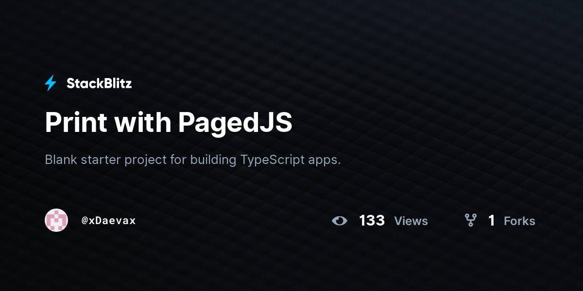 Print with PagedJS - StackBlitz