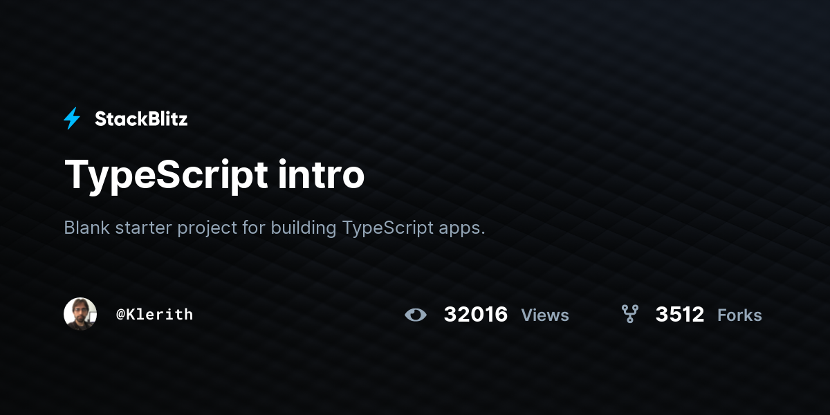 Typescript Intro Stackblitz