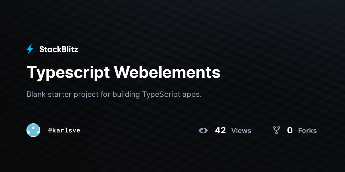 Typescript Webelements Stackblitz