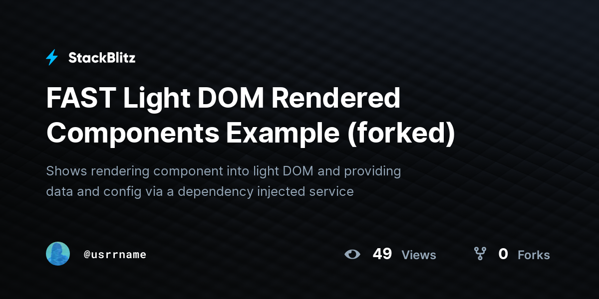 FAST Light DOM Rendered Components Example (forked) - StackBlitz