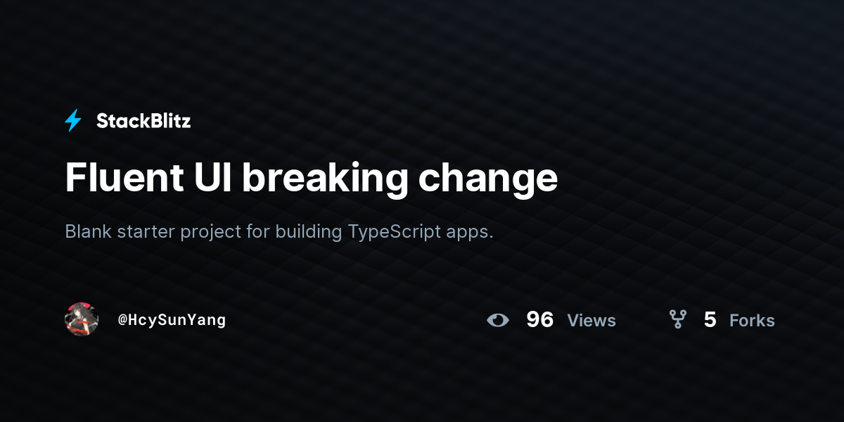 Fluent UI breaking change - StackBlitz