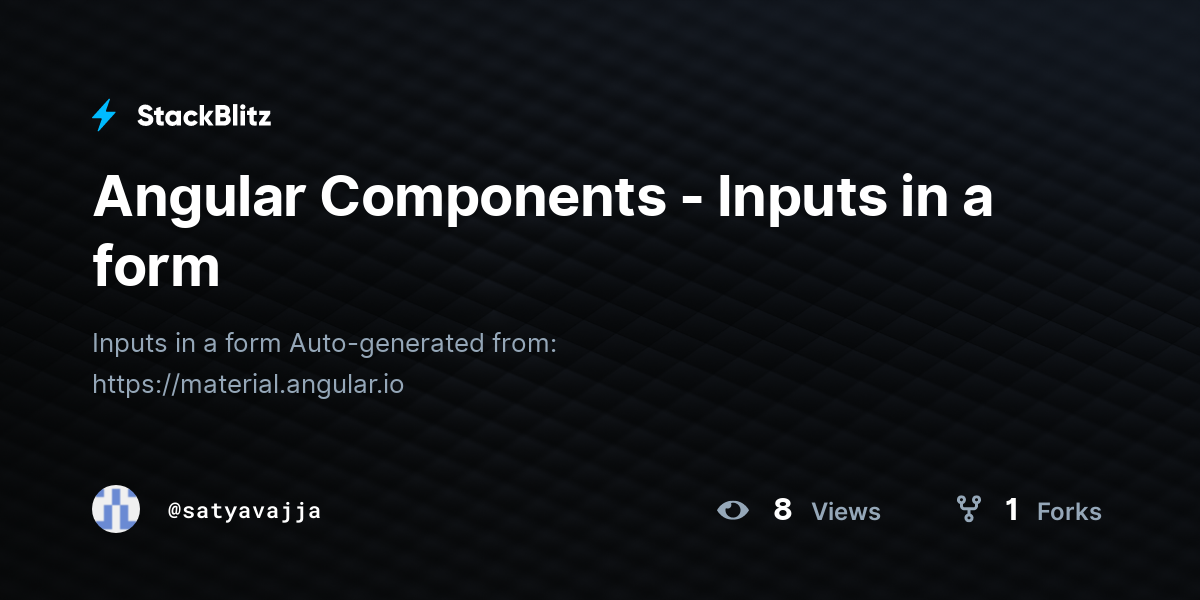 Angular Components Inputs In A Form Stackblitz