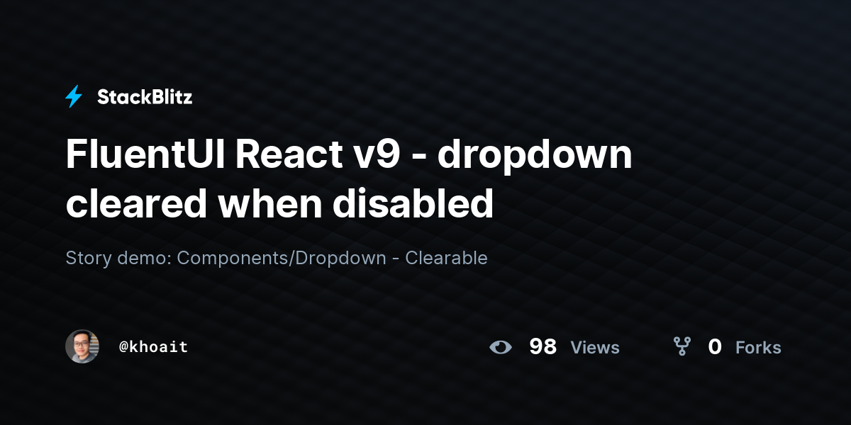 FluentUI React v9 - dropdown cleared when disabled - StackBlitz