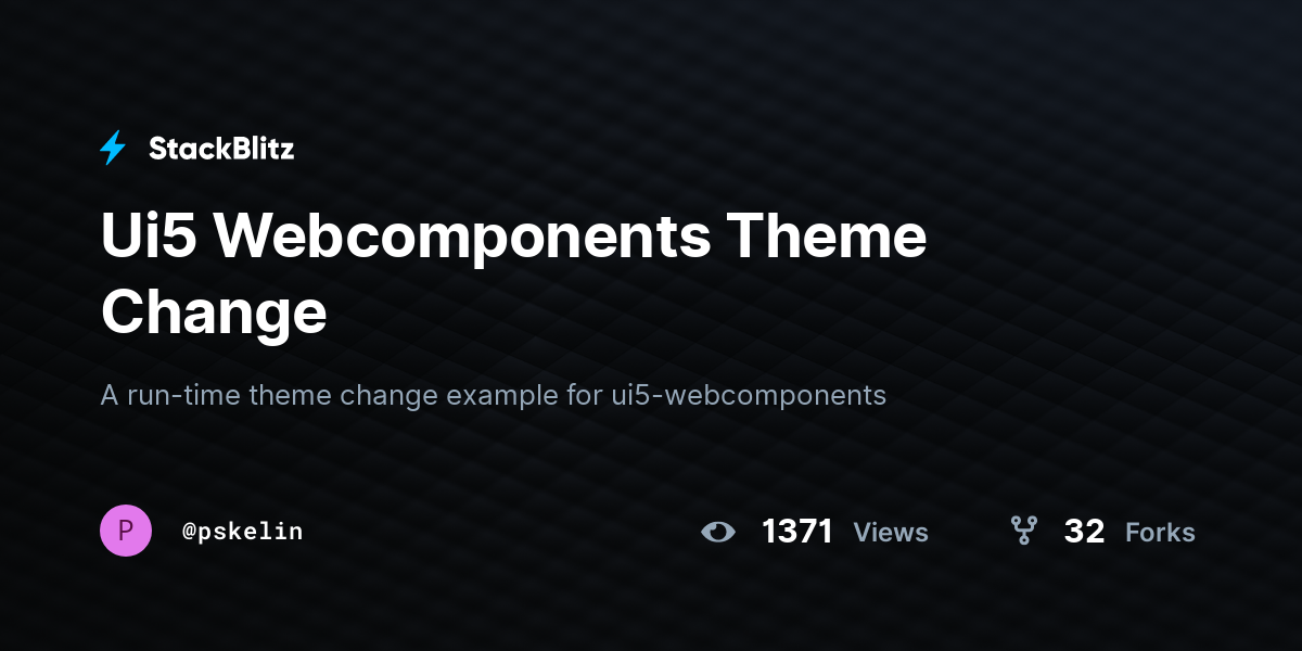 Ui5 Webcomponents Theme Change - StackBlitz