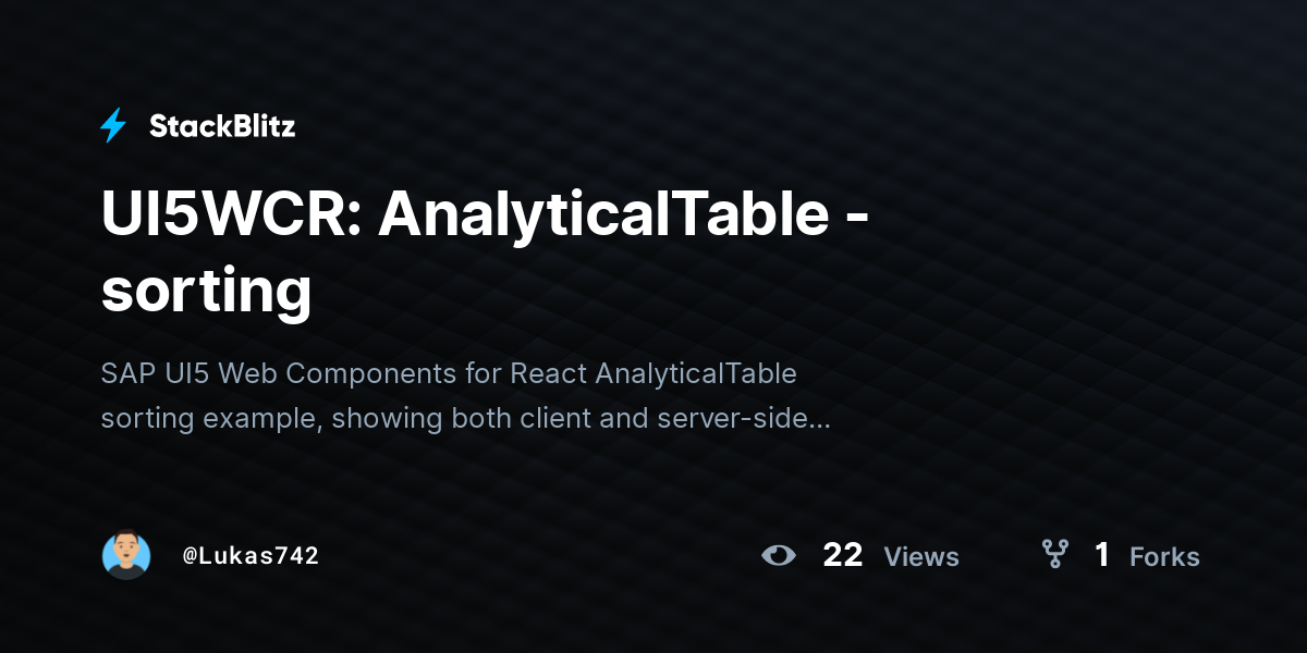 UI5WCR: AnalyticalTable - sorting - StackBlitz