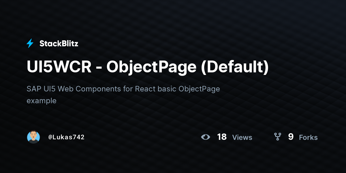 UI5WCR - ObjectPage (Default) - StackBlitz