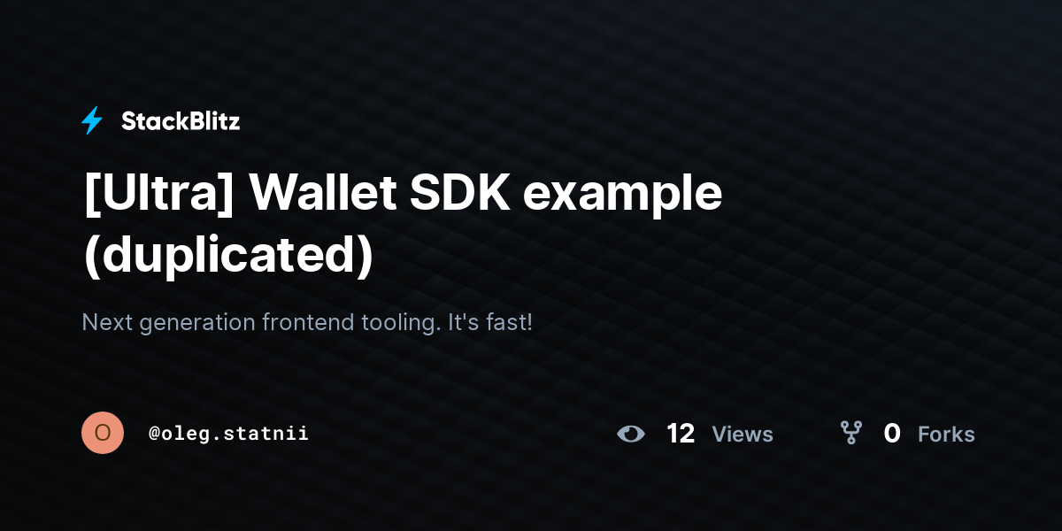 [Ultra] Wallet SDK example (duplicated) - StackBlitz