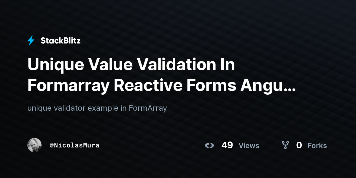 Unique Value Validation In Formarray Reactive Forms Angu forked 