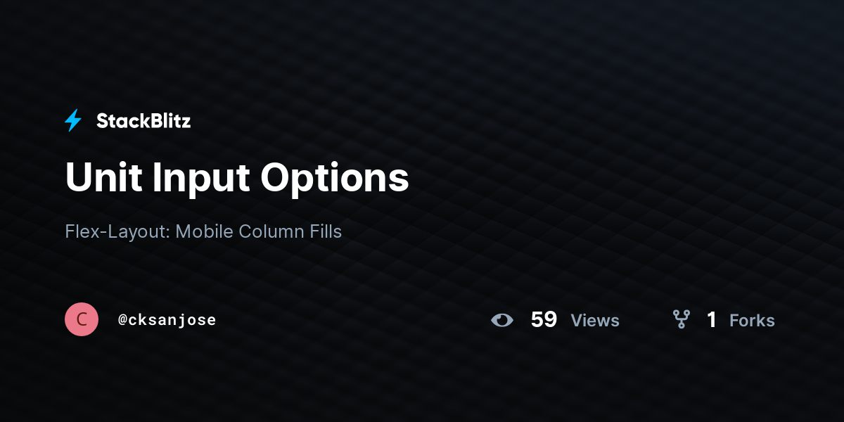 Unit Input Options - StackBlitz