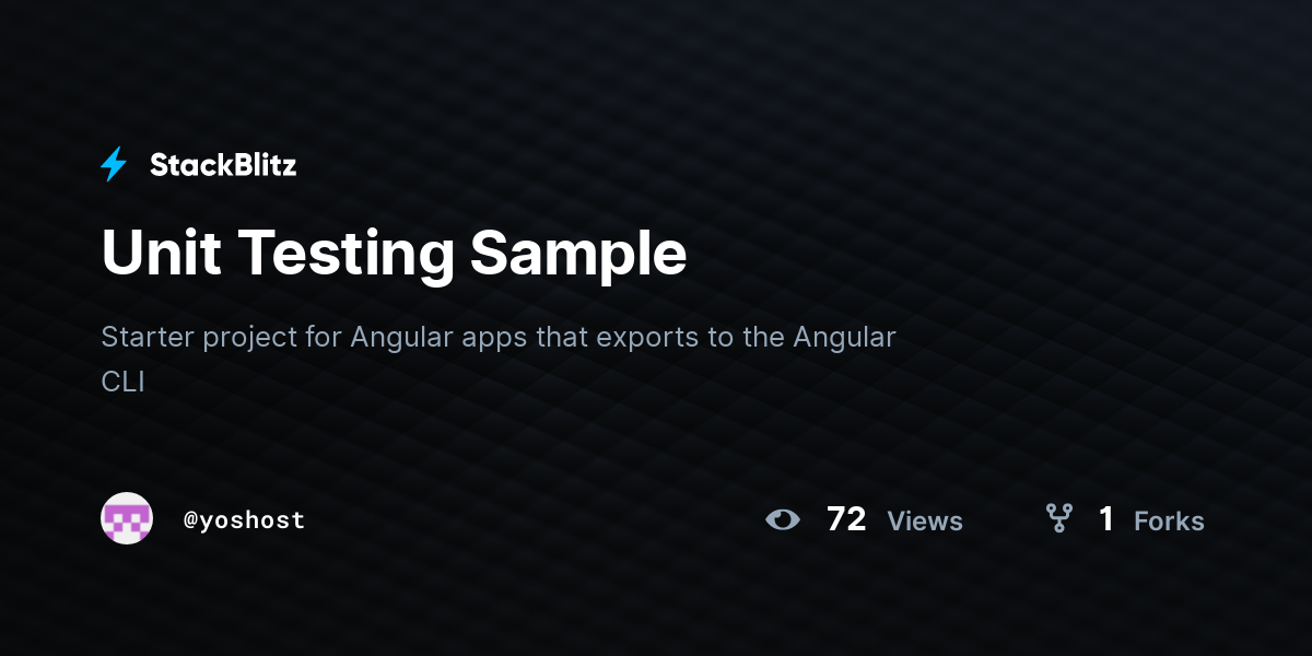 Unit Testing Sample - StackBlitz