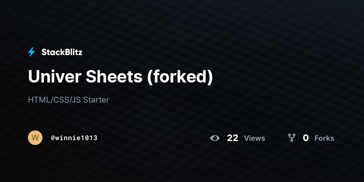 Univer Sheets (forked) - StackBlitz